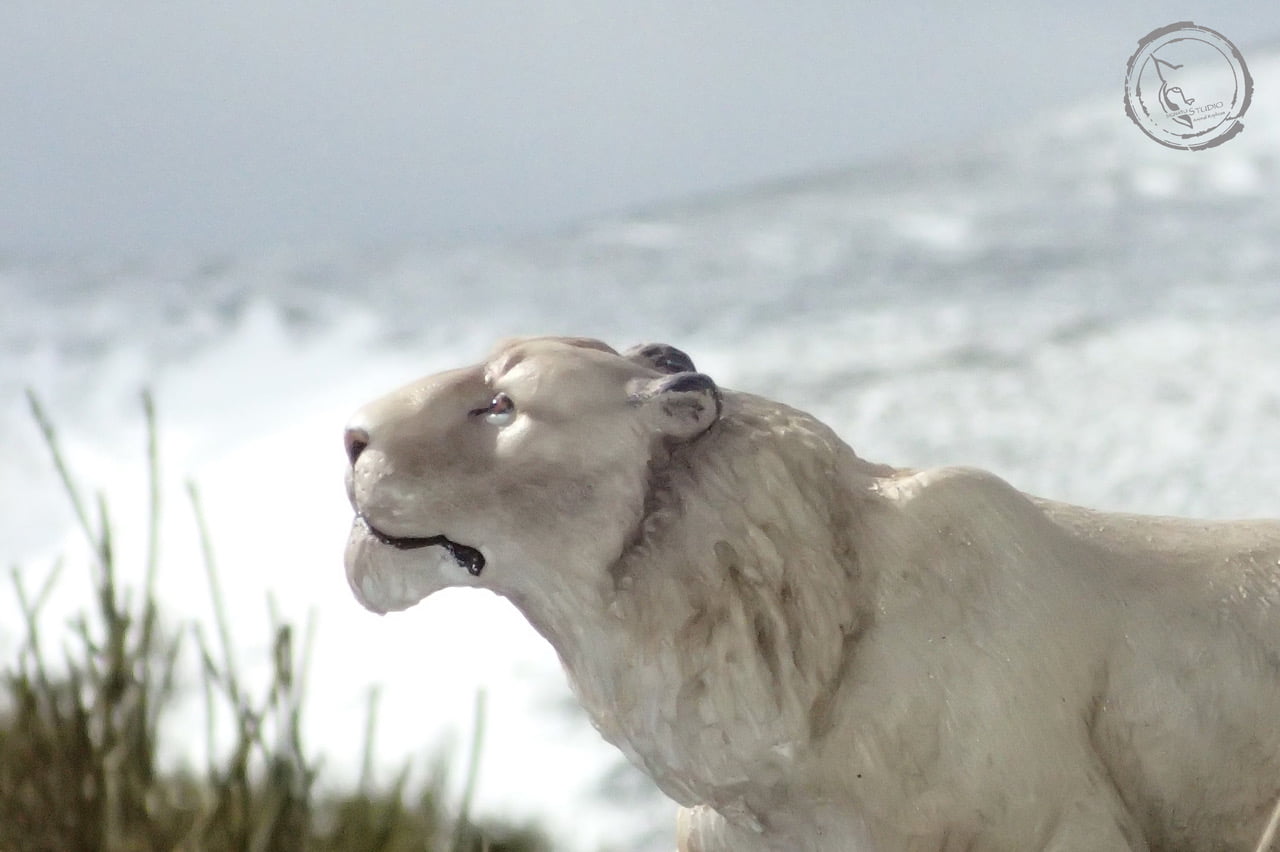 León cavernario, reproducción del más terrible depredador del pleistoceno.